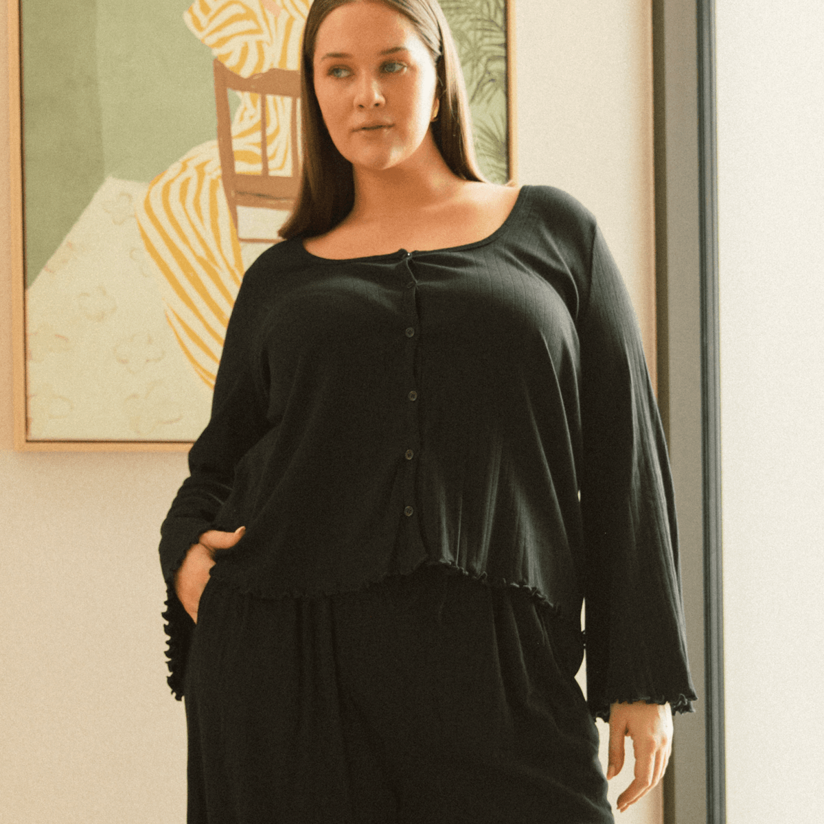Ava Pointelle Top | Black – The Lullaby Club