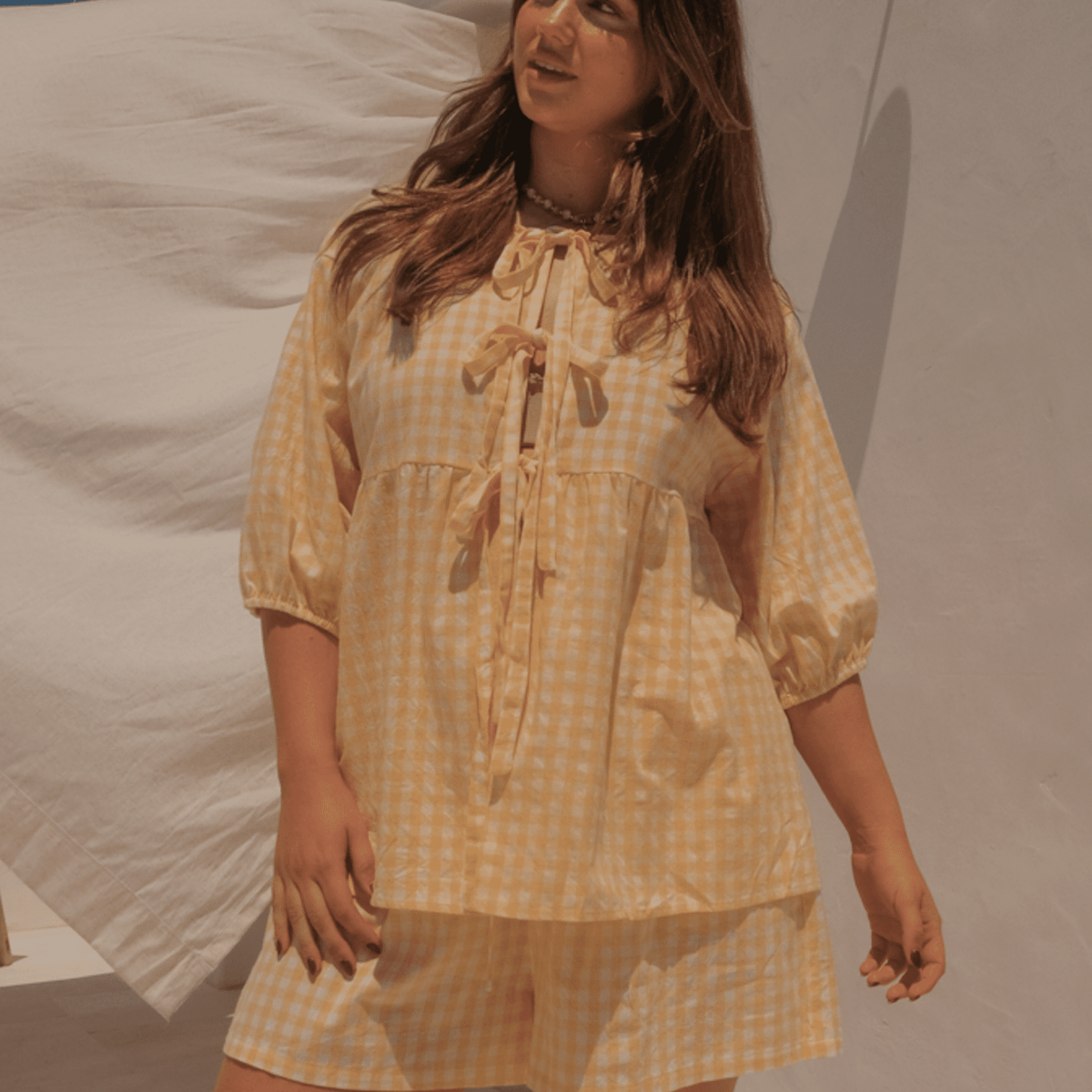 Florence top | Lemon Gingham – The Lullaby Club