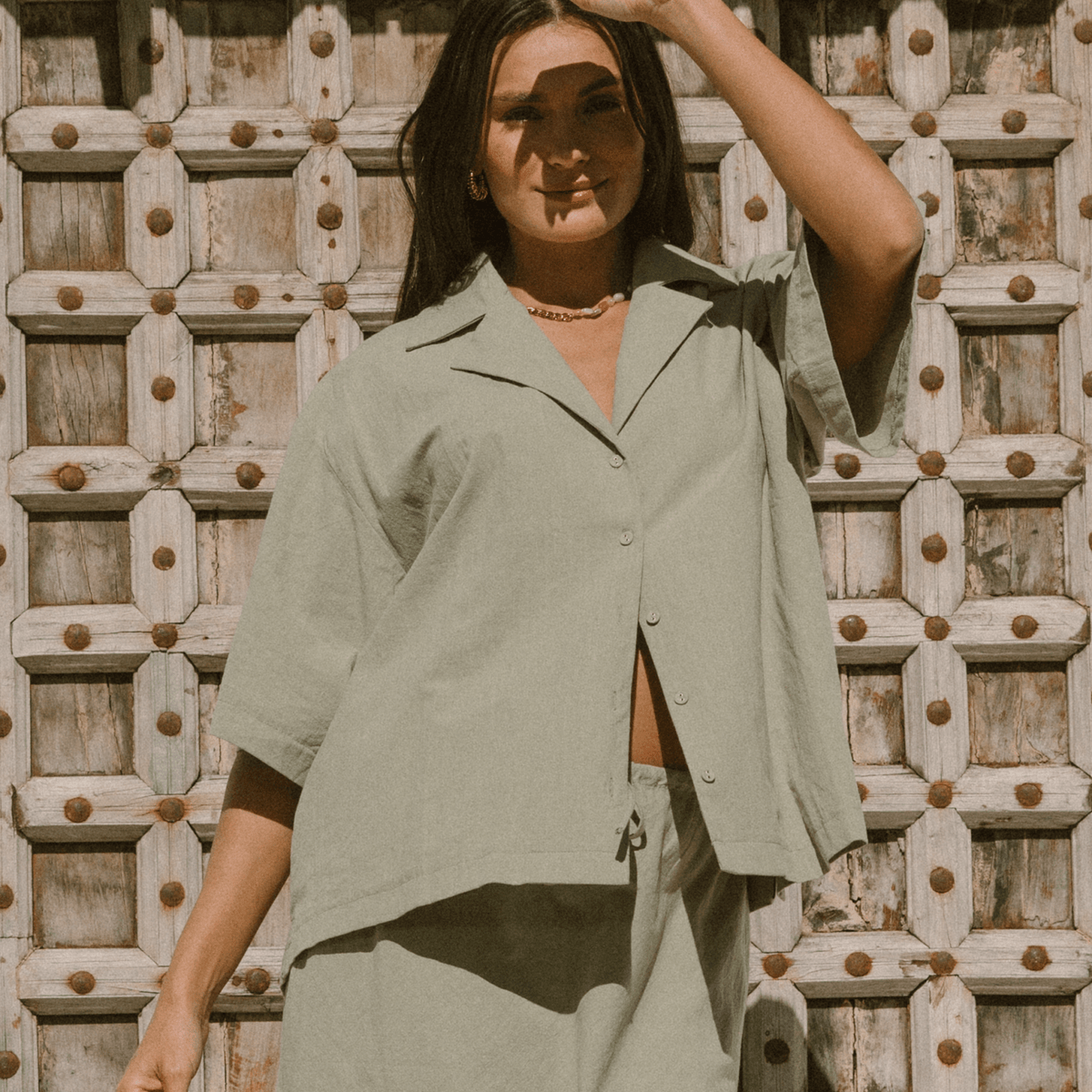 Lacey Shirt Sage Green | Oversized Cotton Women’s Shirt – The Lullaby Club