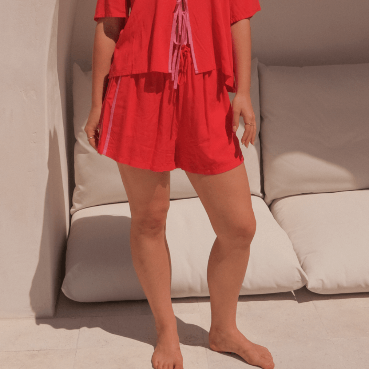 Matilda Shorts | Red & Pink | Size-Inclusive Maternity Lounge Shorts ...