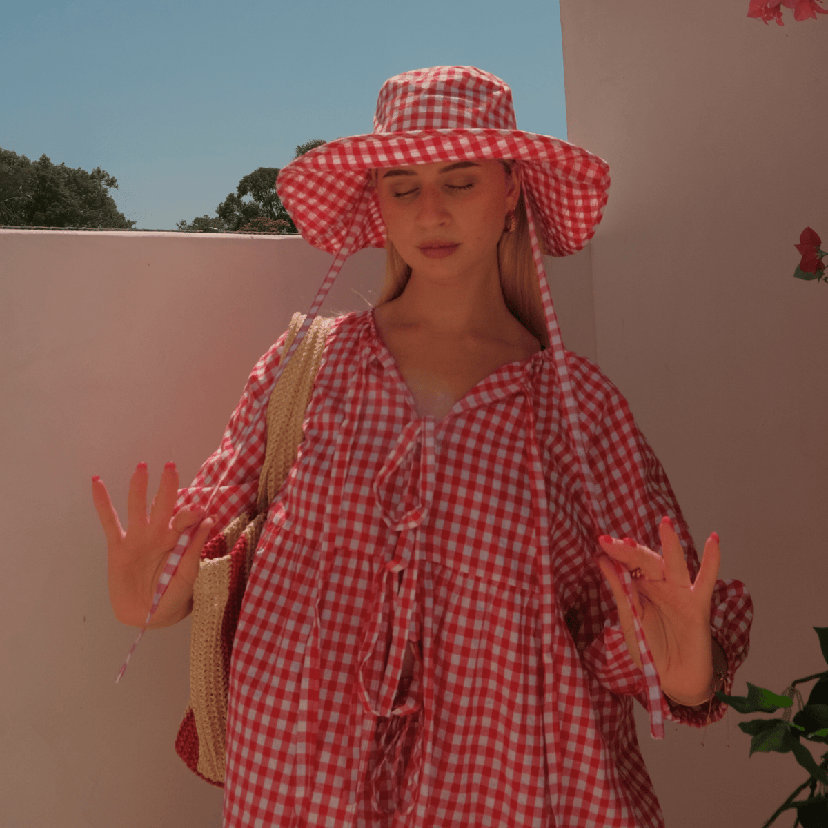 FINAL SALE | The Lullaby Sun Hat | Red Gingham – The Lullaby Club